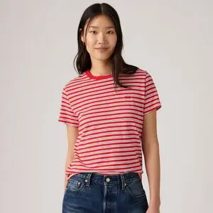 LEVI'S Striped Cotton Crewneck T-shirt - Red