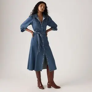 LEVI'S Journey Long Sleeve Lightweight Maxi Dress - Blue