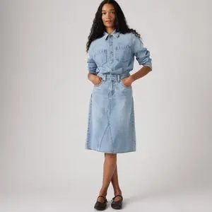 LEVI'S Long Sleeve A-line Western Dress - Blue