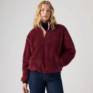 LEVI'S Gemma Sherpa 1/4 Zip Sweatshirt - Red