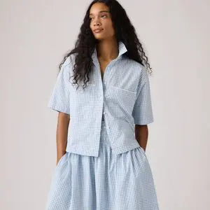 LEVI'S Novelty Harlie Short Sleeve Cropped Shirt - Blue