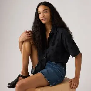 LEVI'S Novelty Harlie Short Sleeve Cropped Shirt - Black