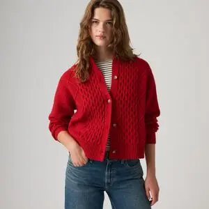 LEVI'S Charlotte Crewneck Cardigan - Red