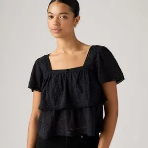 LEVI'S Dom Short-sleeve Lace Blouse - Black