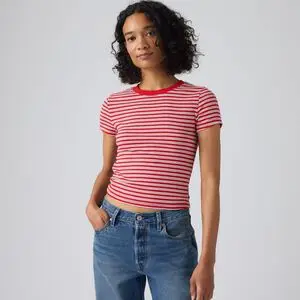 LEVI'S Essential Cropped Ribbed Baby Tee - Red