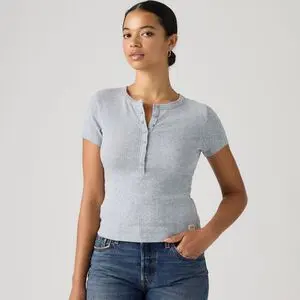 LEVI'S Dry Goods Pointelle Short Sleeve Henley - Grey