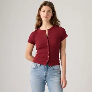 LEVI'S Rory Button Through Tee - Red