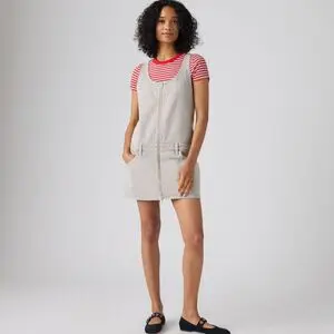 LEVI'S Zip Denim Mini Dress - Grey