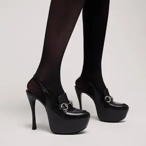Gucci Platform Slingback With Horsebit, Uk - Black