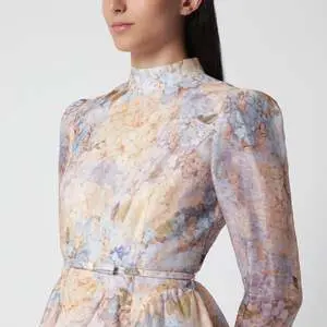 Zimmermann Valiant Hydrangea Linen And Silk Mini Dress