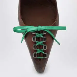 Prada Cacao Pumps In Antiqued-effect Leather - Brown