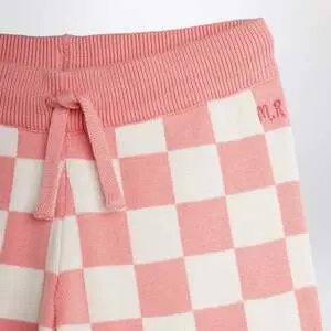 MINI RODINI Checkered Organic Cotton Knit Trousers - Pink