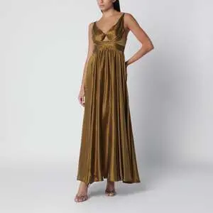 Zimmermann Olive Draped Silk Maxi Dress - Green
