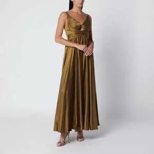 Zimmermann Olive Draped Silk Maxi Dress - Green