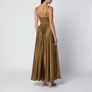 Zimmermann Olive Draped Silk Maxi Dress - Green
