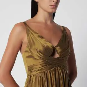 Zimmermann Olive Draped Silk Maxi Dress - Green