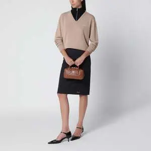 Miu Miu Arcadie Bag In Brandy Nappa Leather With Studs