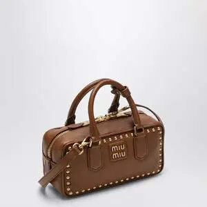 Miu Miu Arcadie Bag In Brandy Nappa Leather With Studs