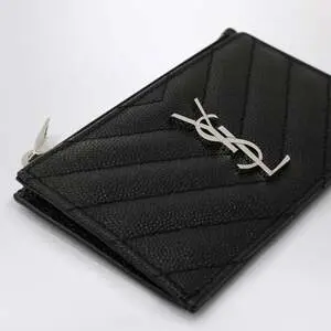 Saint Laurent Calfskin Zip Card Holder