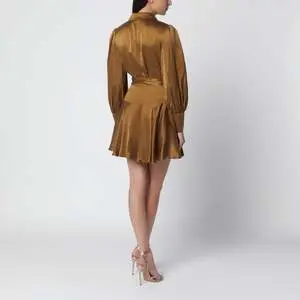 Zimmermann Khaki Silk Wrap Mini Dress - Green