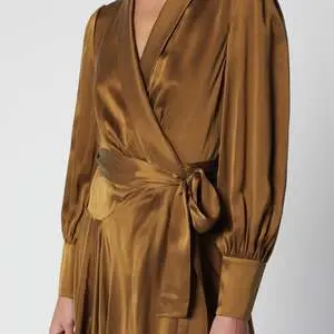 Zimmermann Khaki Silk Wrap Mini Dress - Green