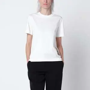 Burberry Cotton T-shirt With Cashmere Check Appliqu - White