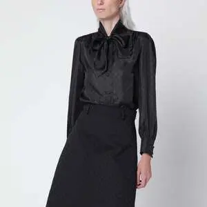 Gucci Silk Twill Shirt With Gg Print - Black