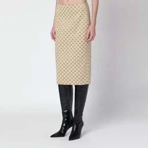 Gucci Gg Cotton Midi Skirt - Beige