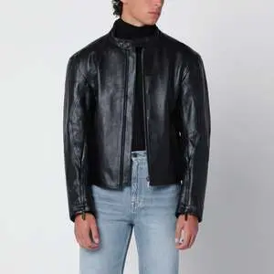 Gucci Leather Biker Jacket With Web Detail