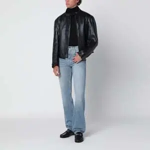 Gucci Leather Biker Jacket With Web Detail