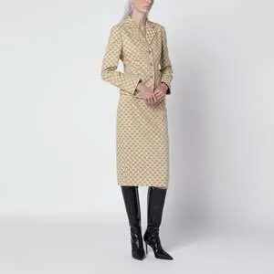 Gucci Fitted Jacket In New Sand Gg Cotton