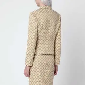Gucci Fitted Jacket In New Sand Gg Cotton