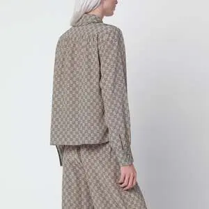 Gucci Gg Print Silk Crêpe De Chine Shirt