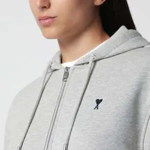 AMI Paris Light De Coeur Zip-up Sweatshirt In Cotton