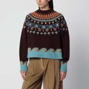 Alanui Sweet Winter Burgundy Virgin Wool Sweater - Multicolor