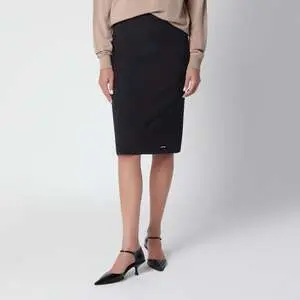 Miu Miu Stretch Poplin Pencil Skirt - Black