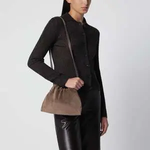 Brunello Cucinelli Suede Duo Pouch Bag With Monile - Brown