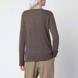 THE ROW Phora Taupe Cashmere V-neck Sweater