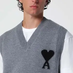 AMI Paris De Coeur Vest In Wool
