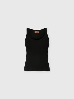 Missoni Stretch Chevron Cotton And Viscose Tank Top - Black