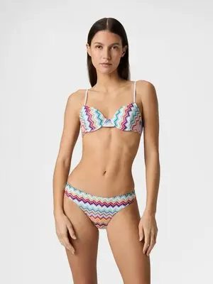 Missoni Balcony Bikini In Lamé Viscose With Zigzag Pixel-effect Pattern - Multicoloured