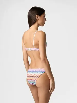 Missoni Balcony Bikini In Lamé Viscose With Zigzag Pixel-effect Pattern - Multicoloured