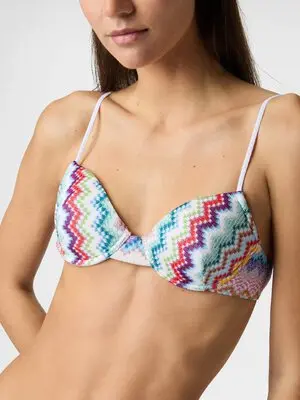 Missoni Balcony Bikini In Lamé Viscose With Zigzag Pixel-effect Pattern - Multicoloured