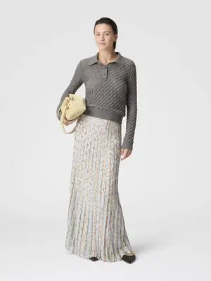 Missoni Flame Ribbed Viscose Long Skirt With Sequins
