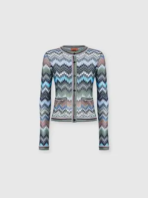 Missoni Snake-pattern Viscose Chevron Cardigan With Patch Pockets