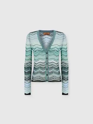Missoni Cardigan In Viscose Chevron Lamé With Sequins