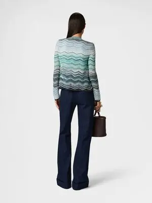 Missoni Cardigan In Viscose Chevron Lamé With Sequins