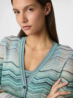 Missoni Cardigan In Viscose Chevron Lamé With Sequins