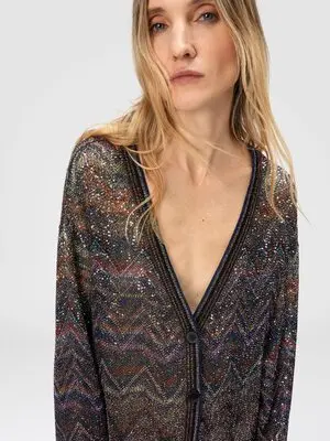 Missoni Oversized V-neck Cardigan With Zigzag Pattern