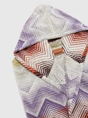 Missoni Marea Hooded Bathrobe In Cotton Terry With Chevron Pattern